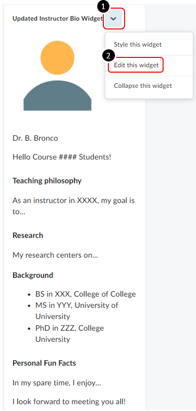 Instructor Bio Widget for Elearning