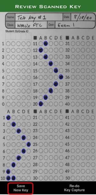 Creating a Key in ZipGrade