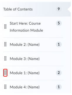 Moving Modules in Elearning Content