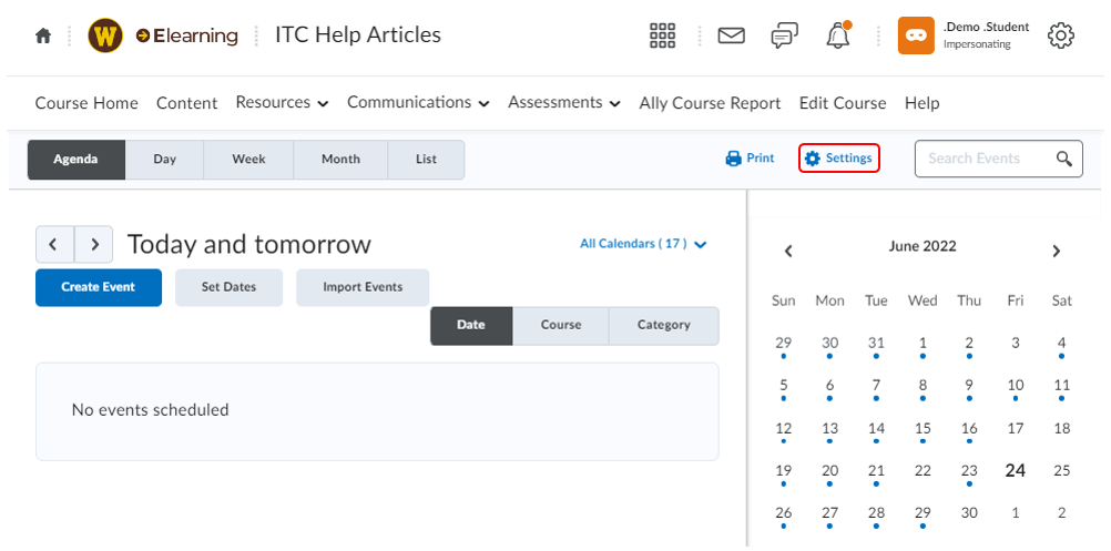 Enabling Calendar Subscriptions for Students in Elearning