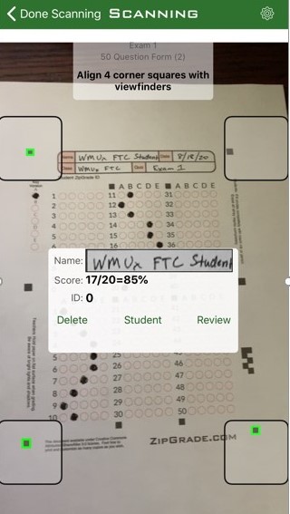 Scanning and Reviewing Student Sheets in ZipGrade