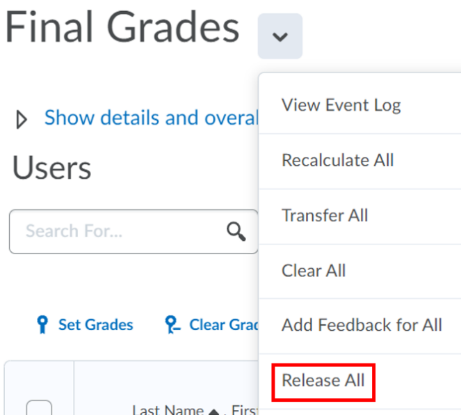 How to Release Final Calculated Grades in Elearning
