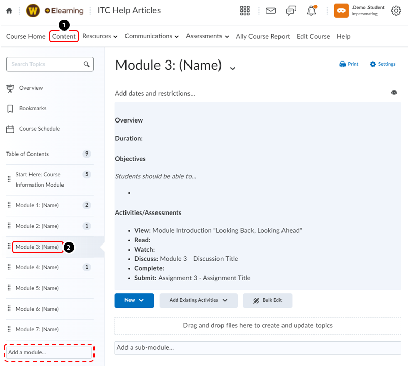 Adding Mediasite Videos to Module Content in Elearning