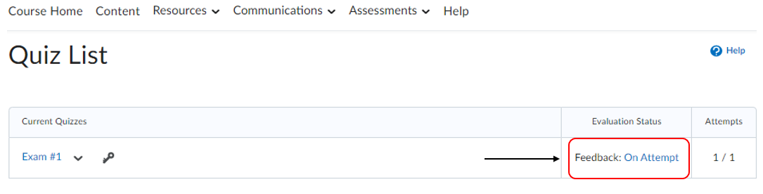View Quiz Feedback for Students in Elearning