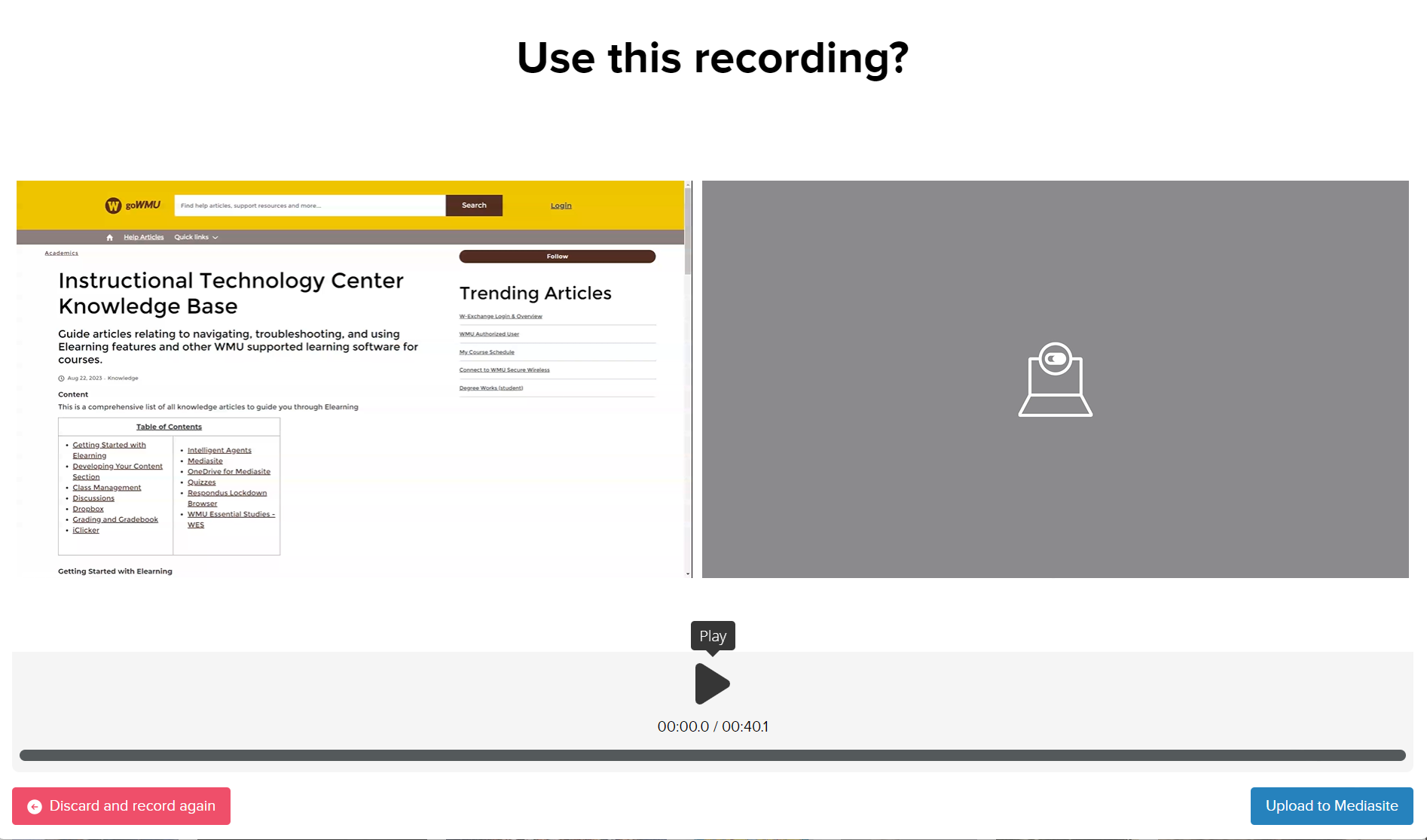 Mediasite In-Browser Recording