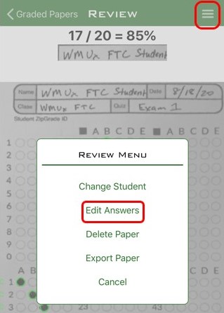 Scanning and Reviewing Student Sheets in ZipGrade