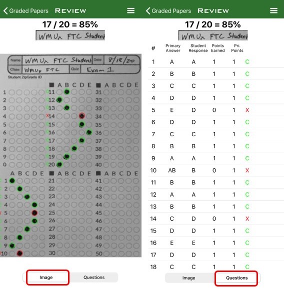 Scanning and Reviewing Student Sheets in ZipGrade