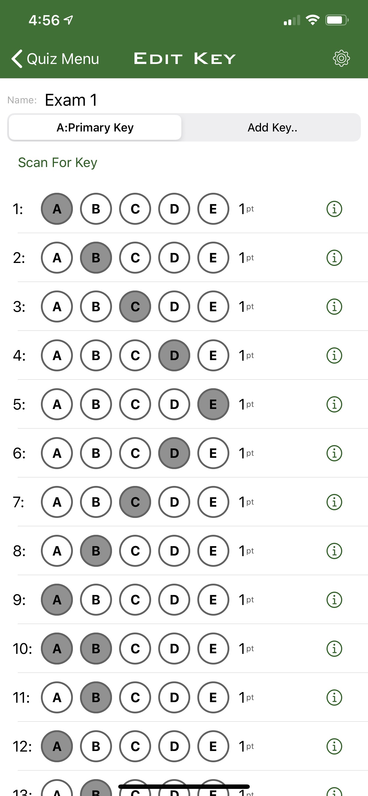 Creating a Key in ZipGrade