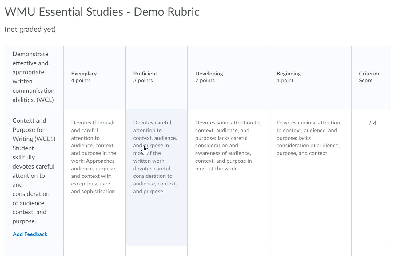 Guide to the WMU Essential Studies Rubric Assessment in Elearning