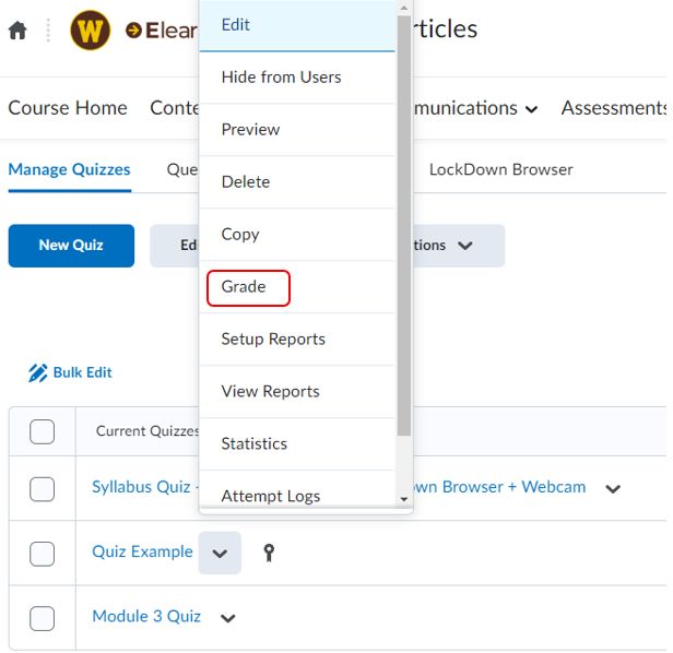 How to Publish Quiz Grades in Elearning