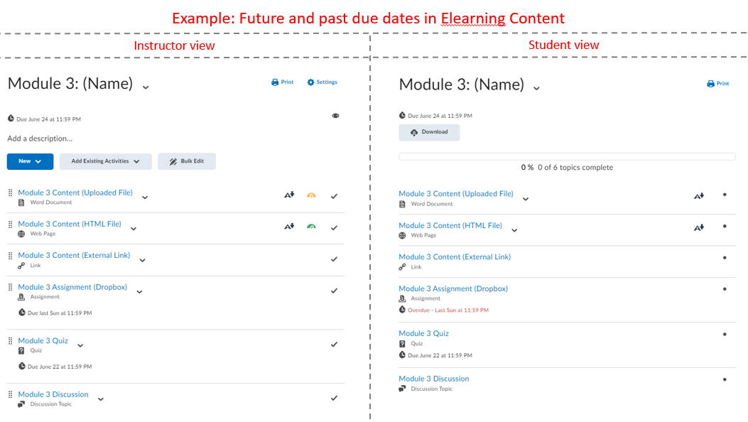 Setting Dates in Elearning Module Content