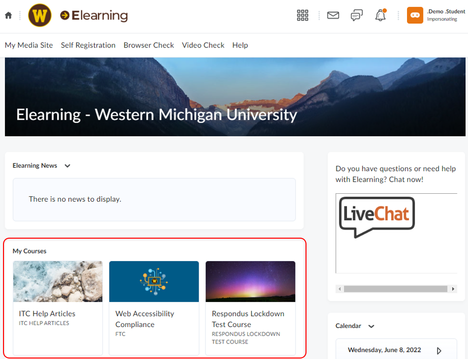 Accessing New Courses in Elearning
