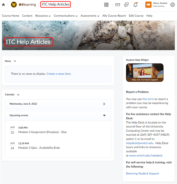 Understanding Course Home in Elearning