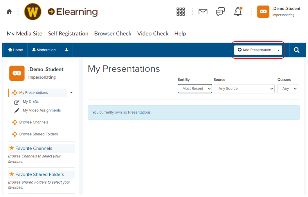 Uploading Video Files to Mediasite in Elearning