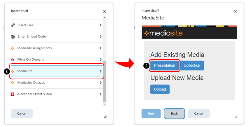 Adding Mediasite Videos to Module Content in Elearning