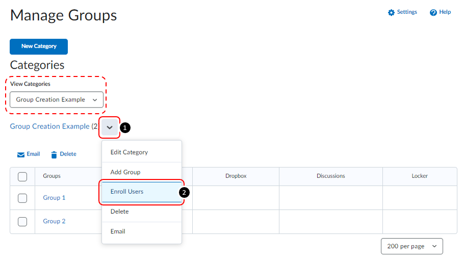 Editing Group Enrollment in Elearning