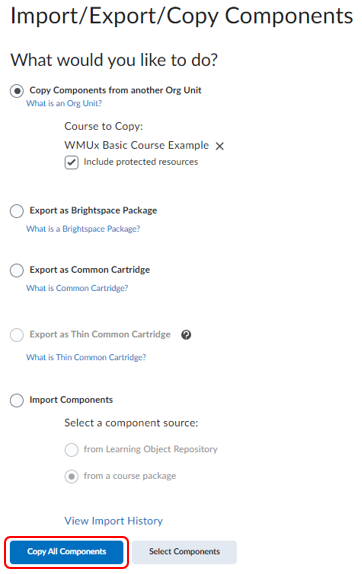 Copying All Course Content into a New Course in Elearning