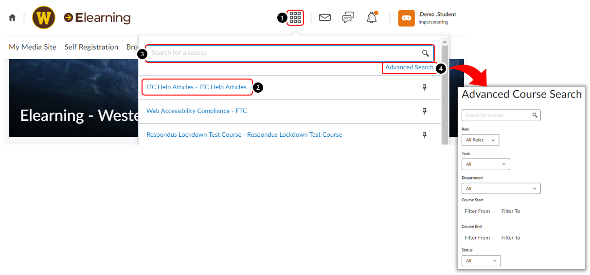 Accessing New Courses in Elearning