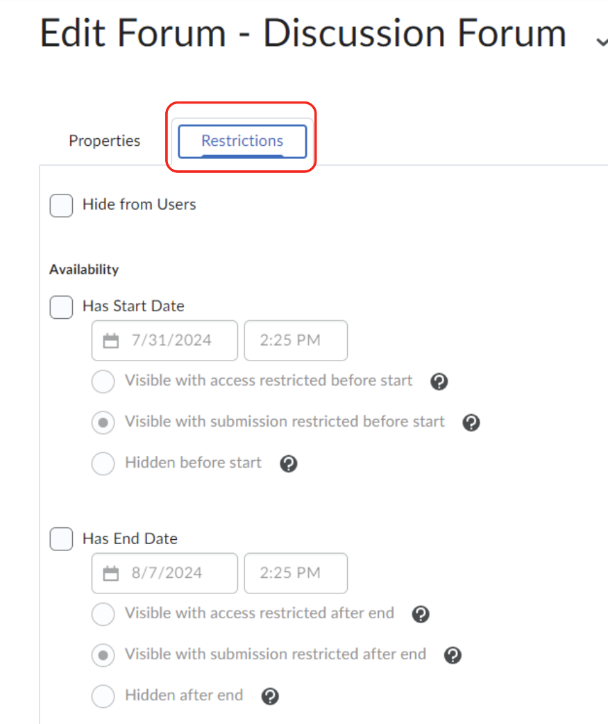 Setting up and Adding to Content Discussion Forums and Topics in Elearning