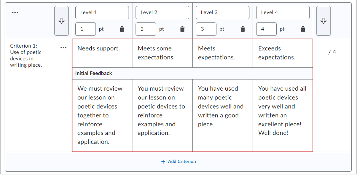 Creating a Rubric in Elearning