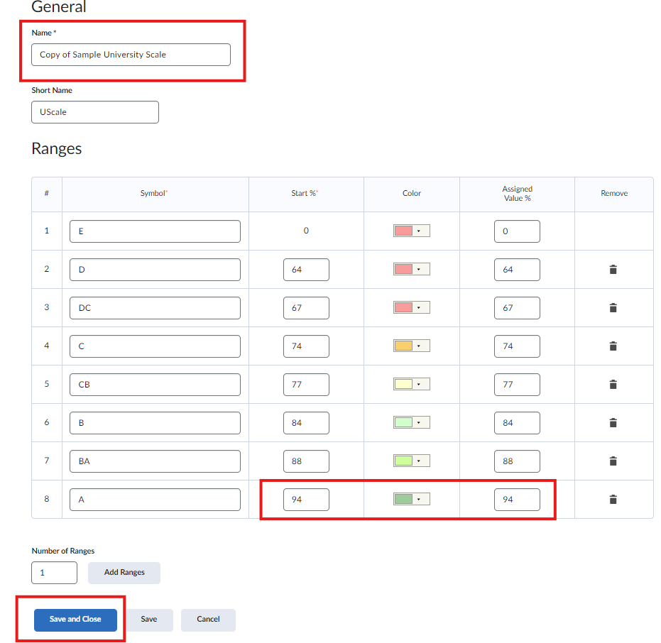 Create Gradebook Scheme (Grading Scale) in Elearning