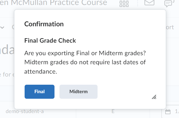 Preparing Midterm or Final Grades in Elearning