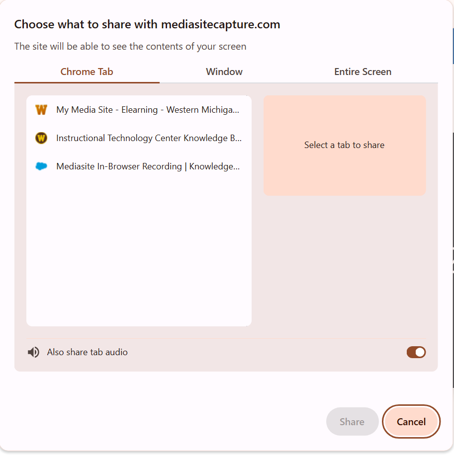 Mediasite In-Browser Recording