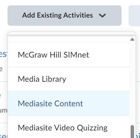 Adding Mediasite Videos to Module Content in Elearning