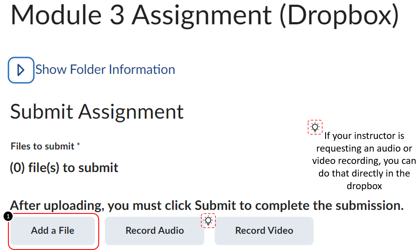 Student: How to Interact with a Dropbox in Elearning