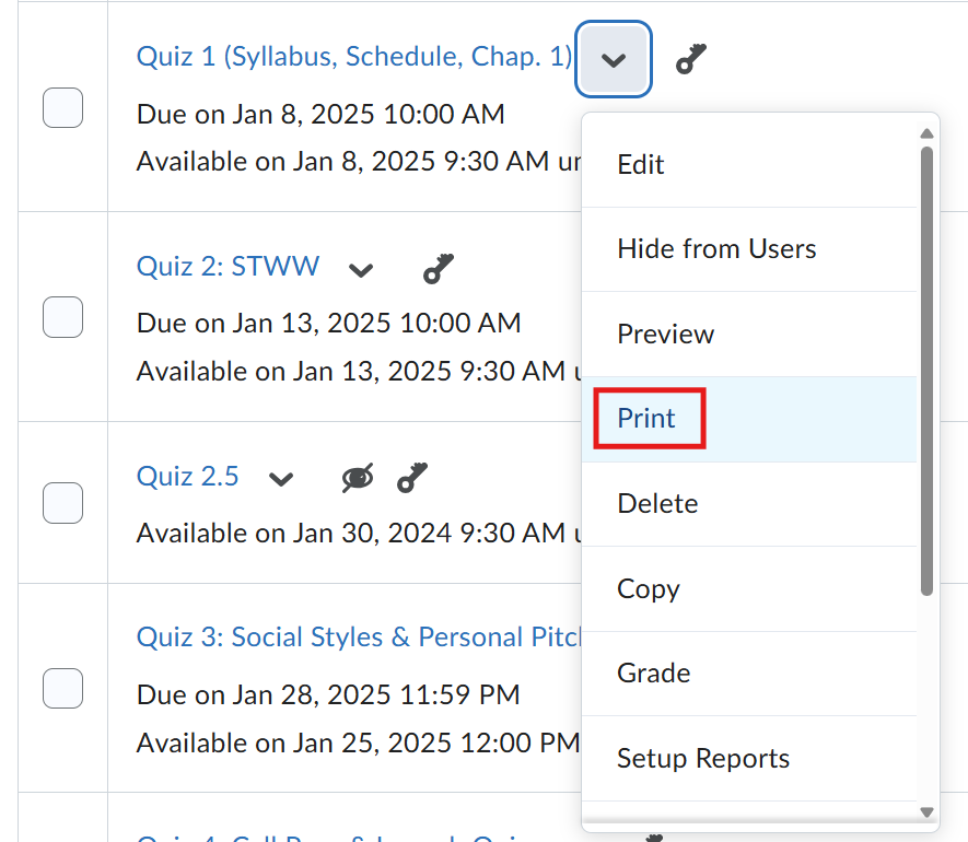 How to Print an Elearning Quiz